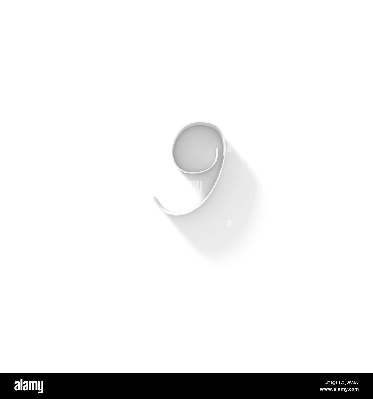 Long shadow handwritten font number NINE 9 3D render illustration ...