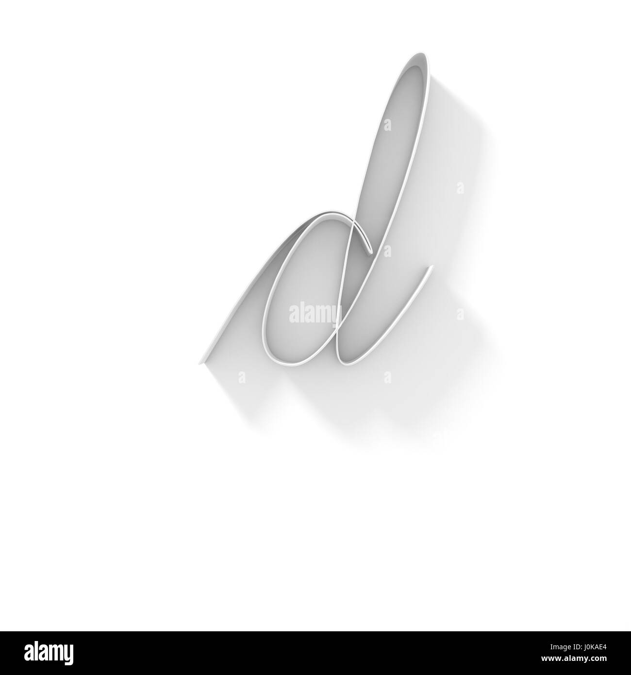 Long shadow handwritten font LETTER D 3D render illustration isolated ...