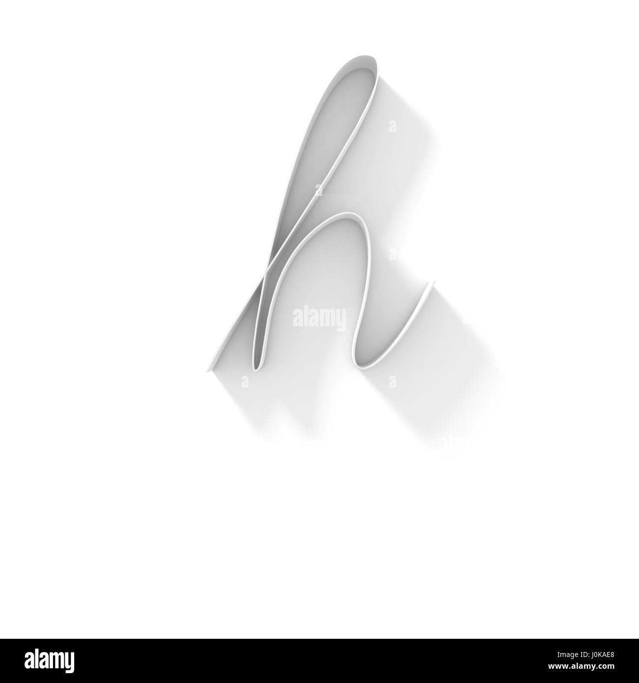 Long shadow handwritten font LETTER H 3D render illustration isolated ...