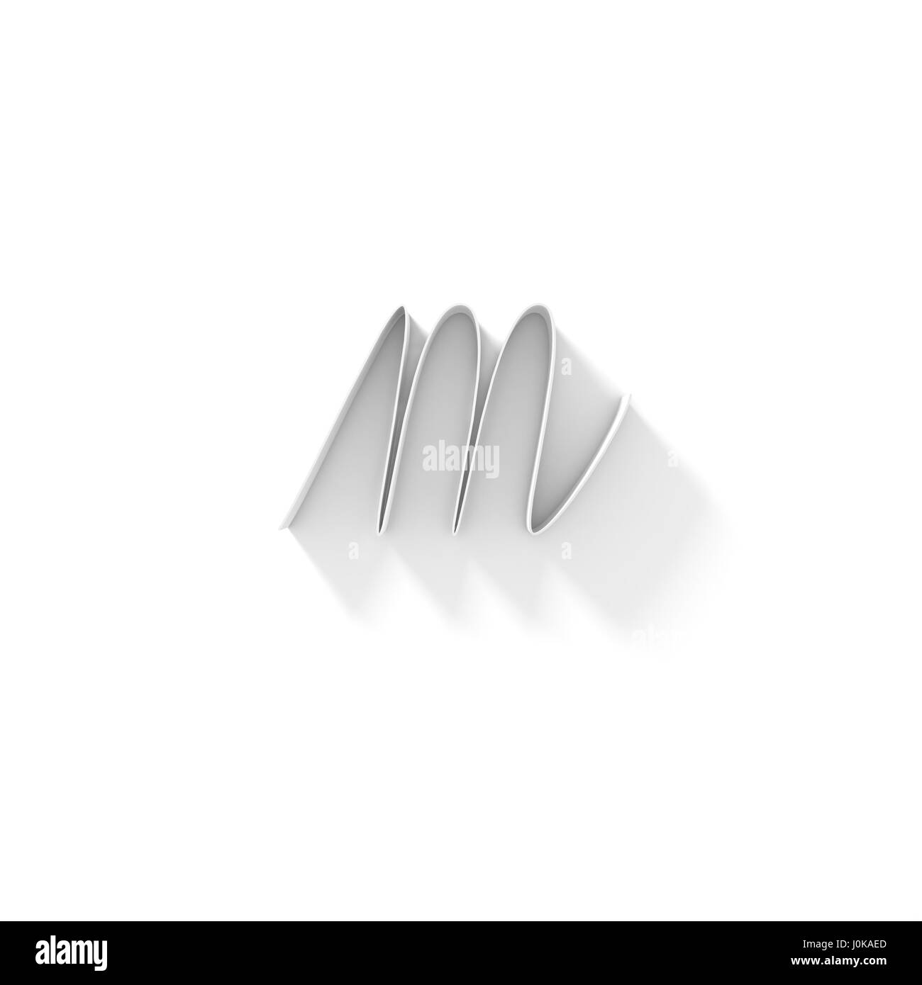 Long shadow handwritten font LETTER M 3D render illustration isolated ...