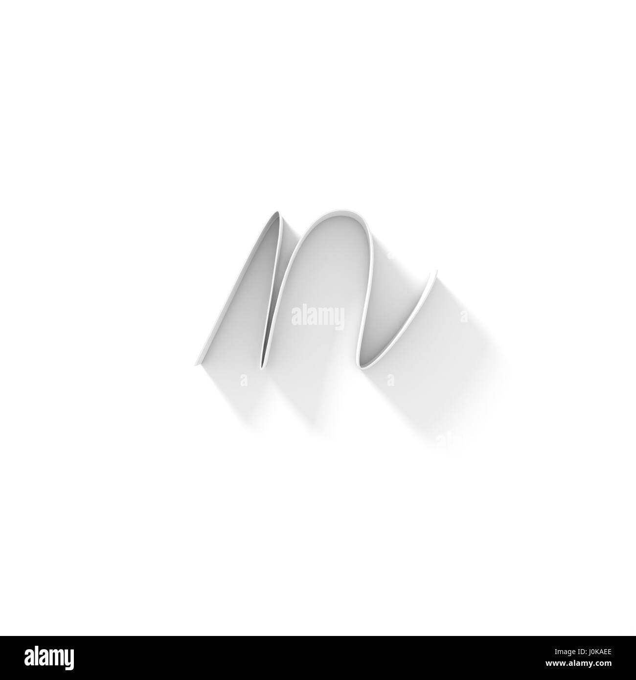 Long shadow handwritten font LETTER N 3D render illustration isolated ...