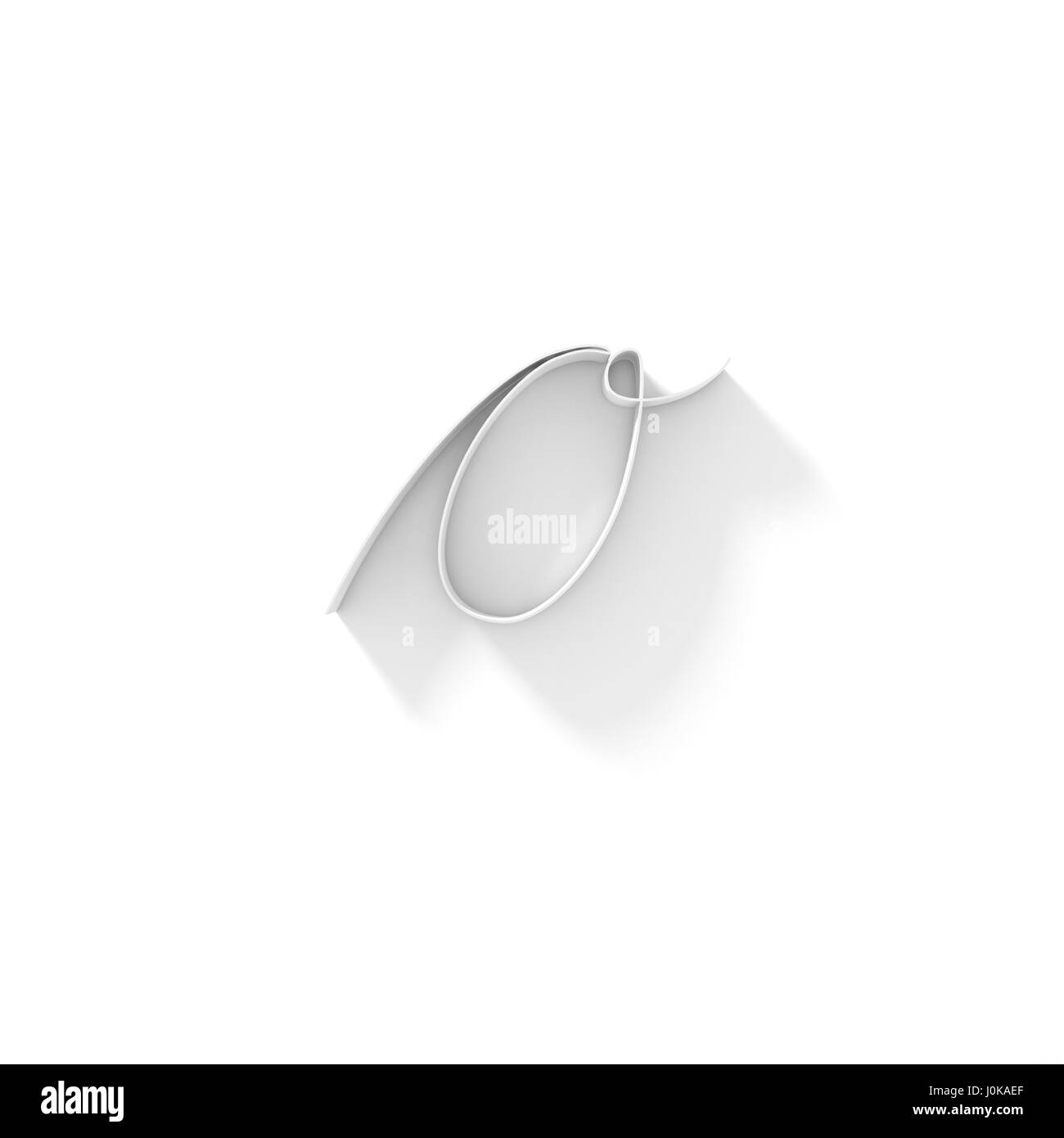 Long shadow handwritten font LETTER O 3D render illustration isolated ...