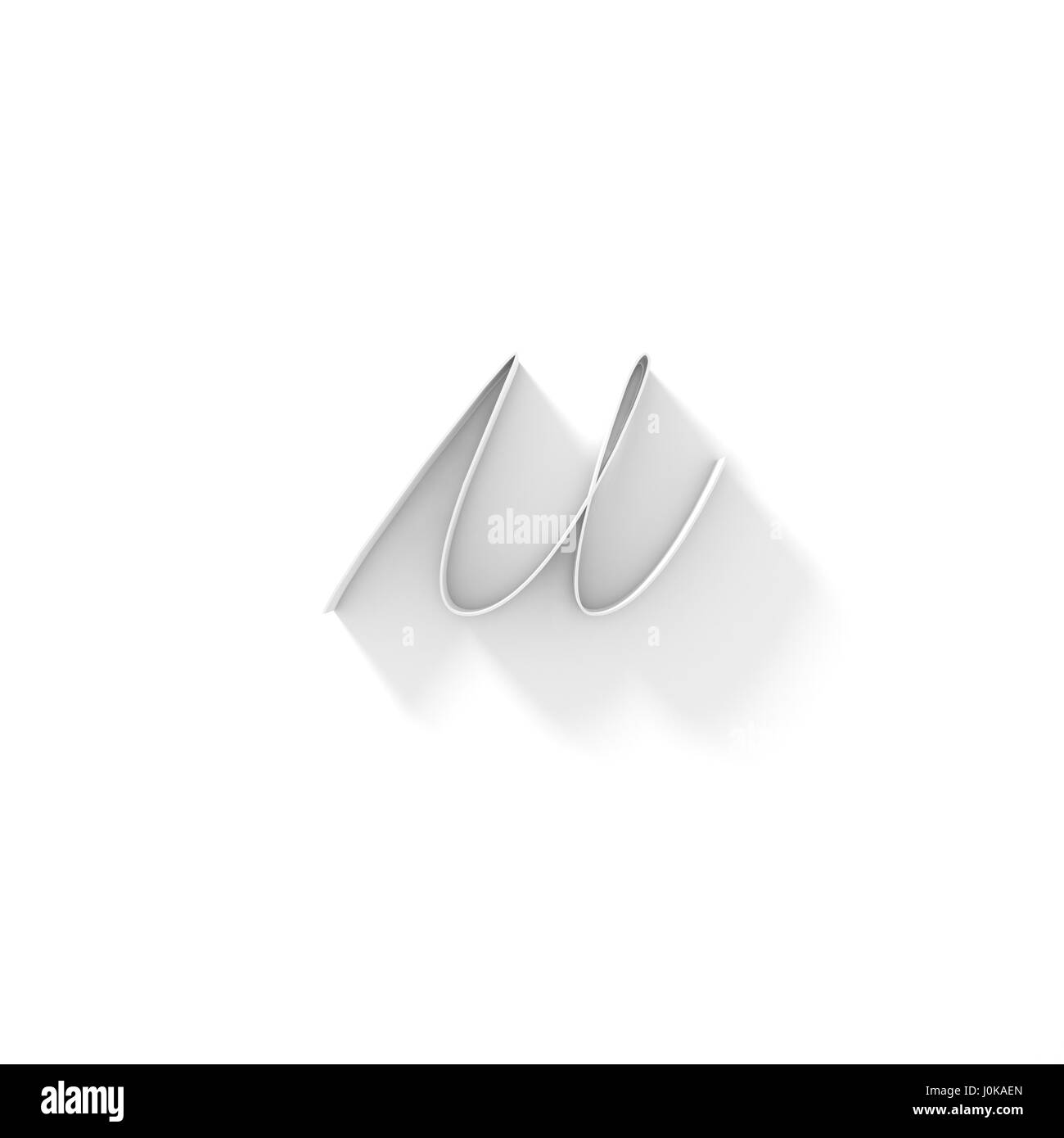 Long shadow handwritten font LETTER U 3D render illustration isolated ...