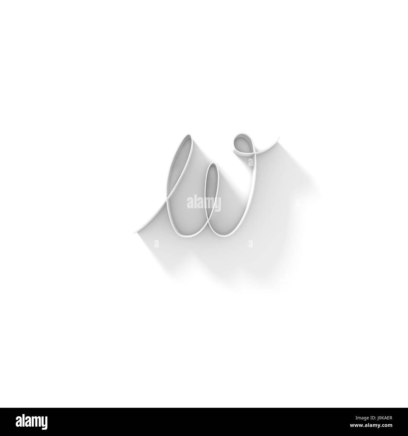 Long shadow handwritten font LETTER W 3D render illustration isolated ...
