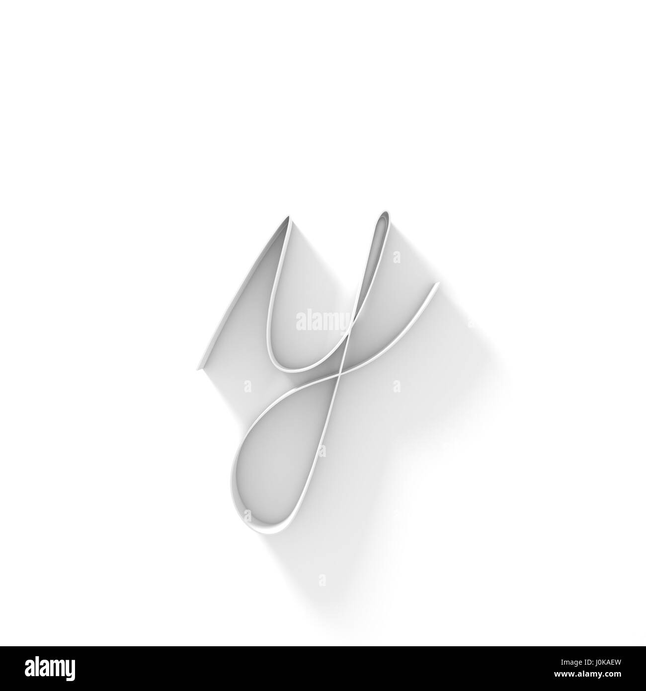 Long shadow handwritten font LETTER Y 3D render illustration isolated ...