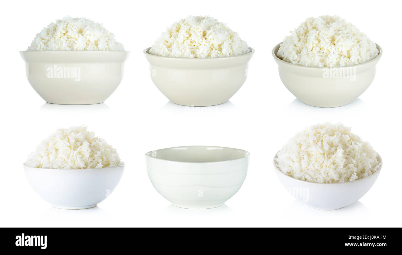 Collection Rice with bowl isolated on the white background Stock Photo ...