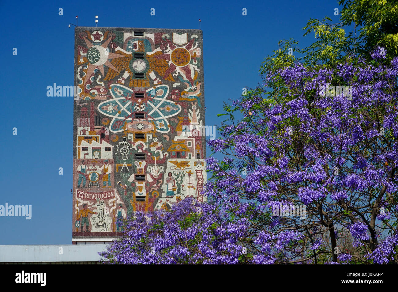 The Central Library mosaic by artist Juan O'Gorman of UNAM university ...