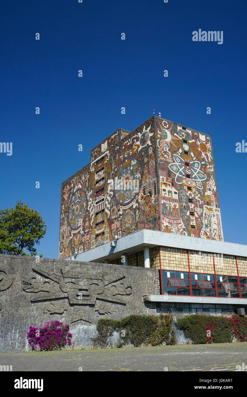 The Central Library mosaic by artist Juan O'Gorman of UNAM university ...