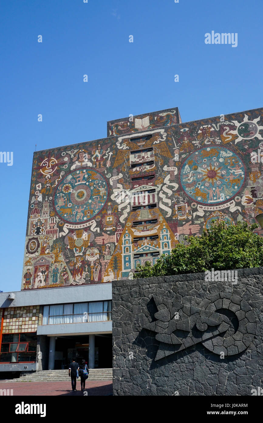 The Central Library mosaic by artist Juan O'Gorman of UNAM university ...