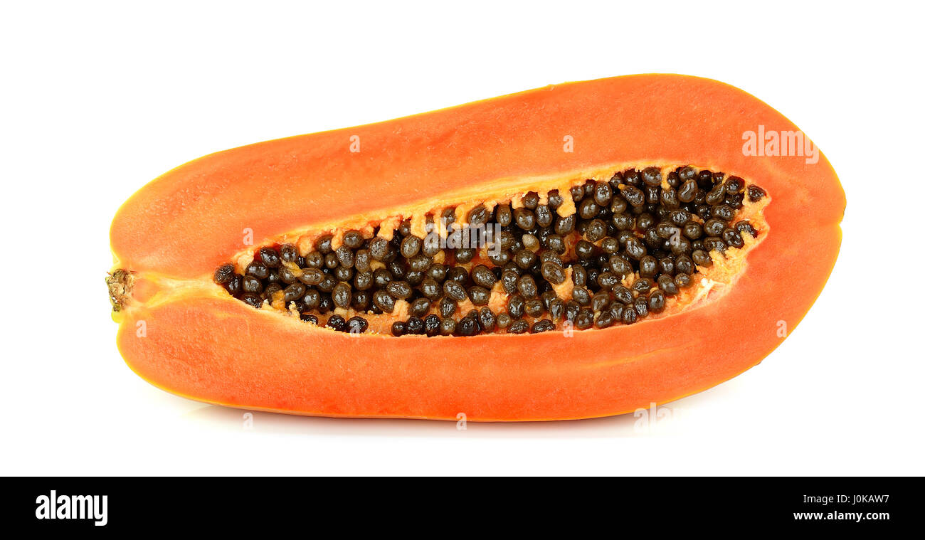 Half Ripe papaya isolated on the white background Stock Photo - Alamy