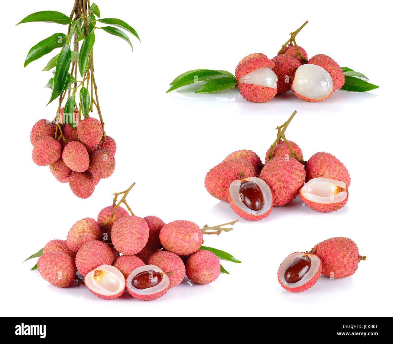 Collection Lychee or Litchi isolated on the white background Stock ...
