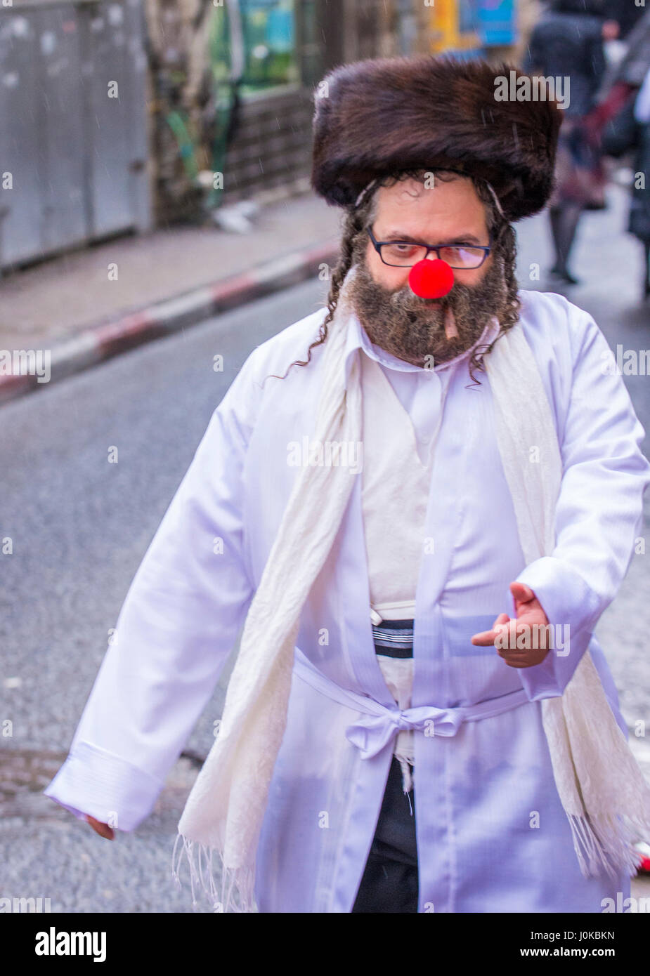 Ultra Orthodox man during Purim in Mea Shearim Jerusalem Stock Photo ...
