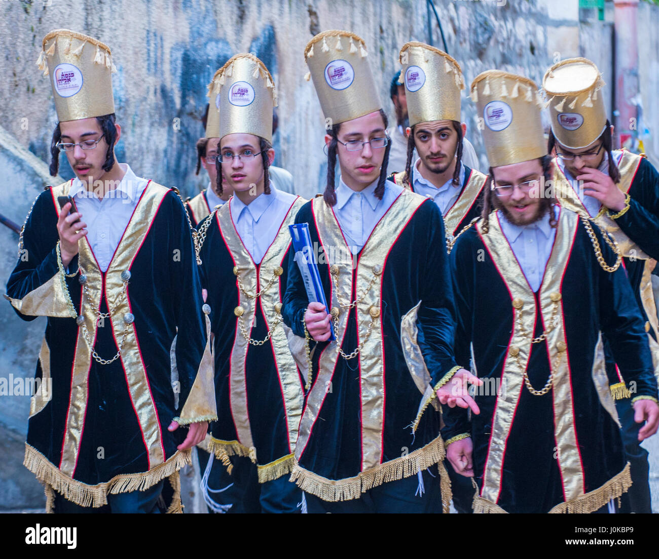 Ultra Orthodox boys during Purim in Mea Shearim Jerusalem Stock Photo ...
