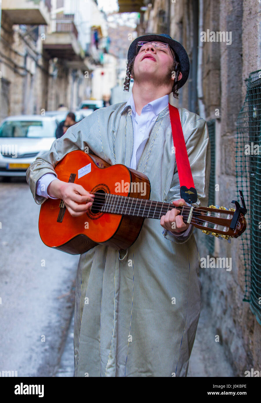 Ultra Orthodox boy during Purim in Mea Shearim Jerusalem Stock Photo ...