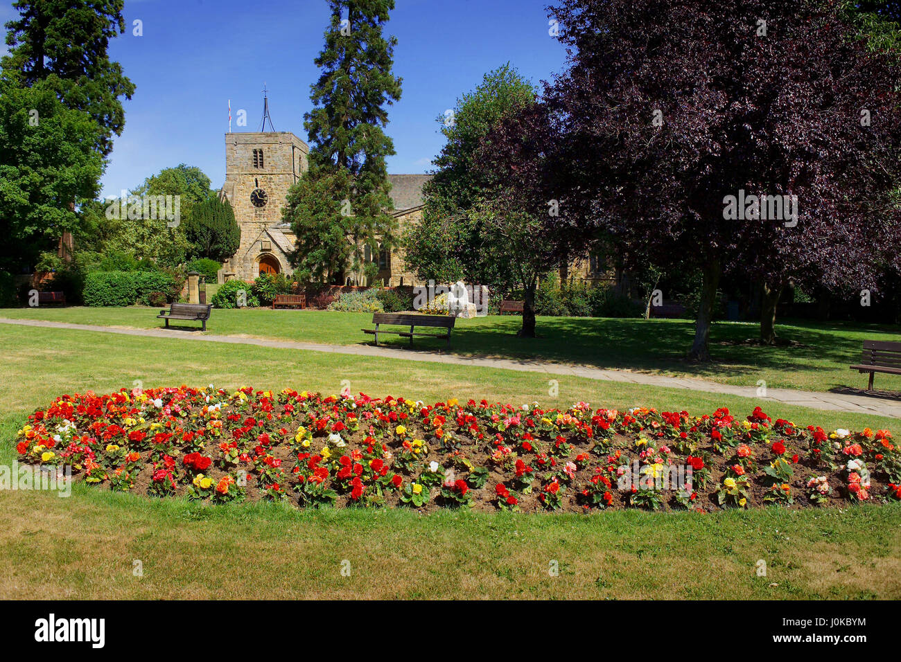 Coates Green, Ponteland , Northumberland, with the church of St Mary ...