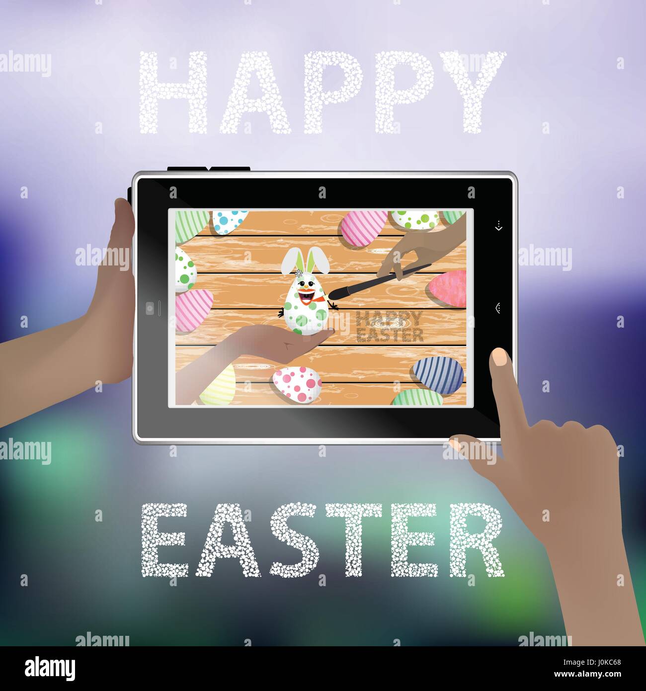 Easter vector. Illustration for your design. Tablet smart phone in ...