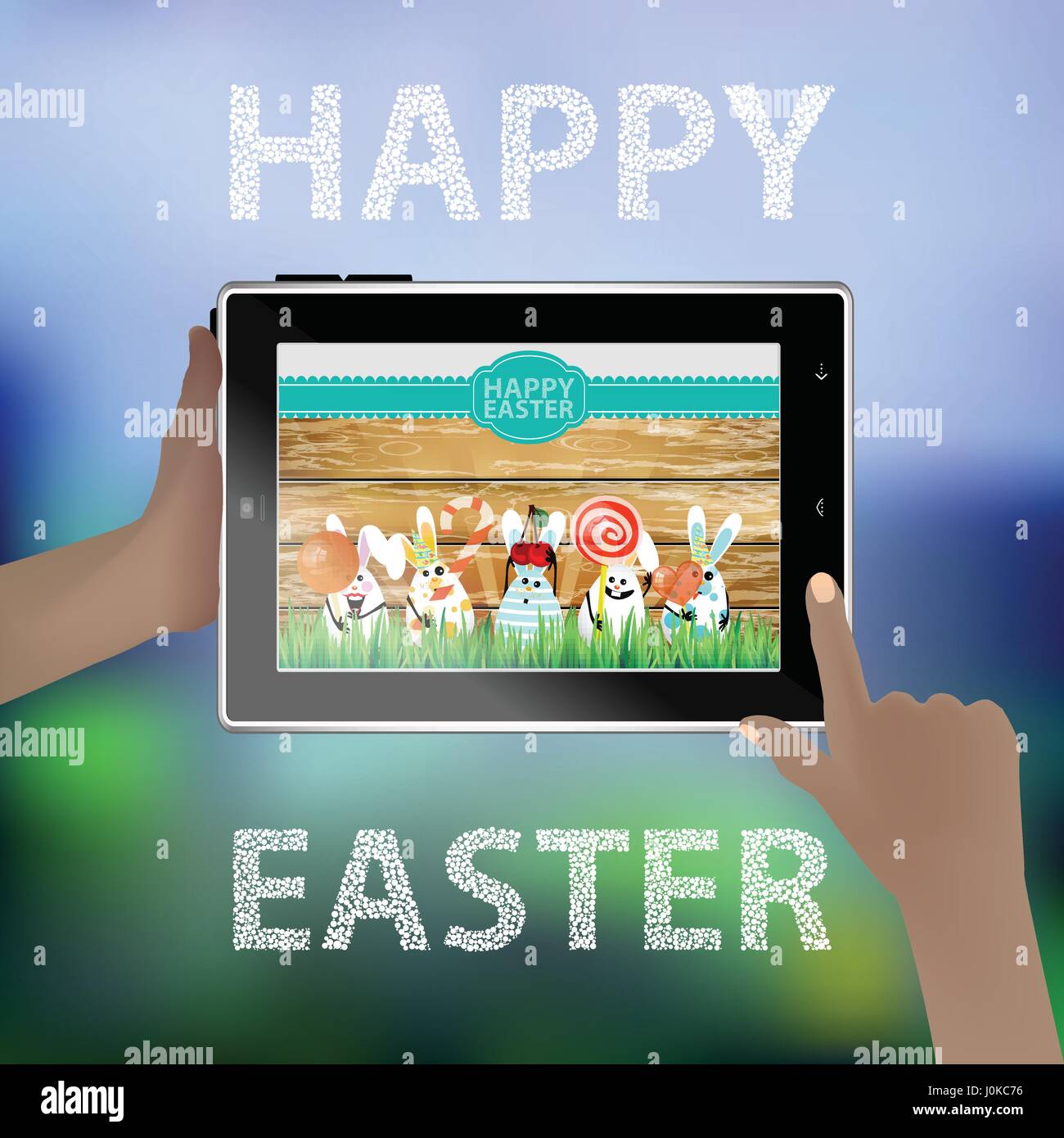 Easter vector. Illustration for your design. Tablet smart phone in ...