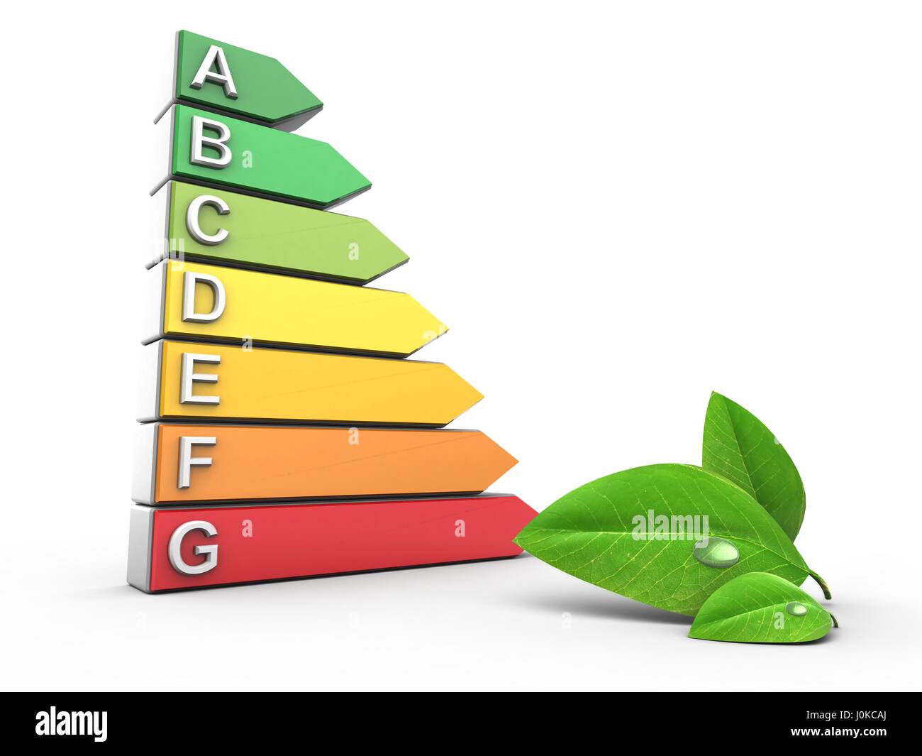 3d illustration of efficient ranks and leaf over white background Stock ...