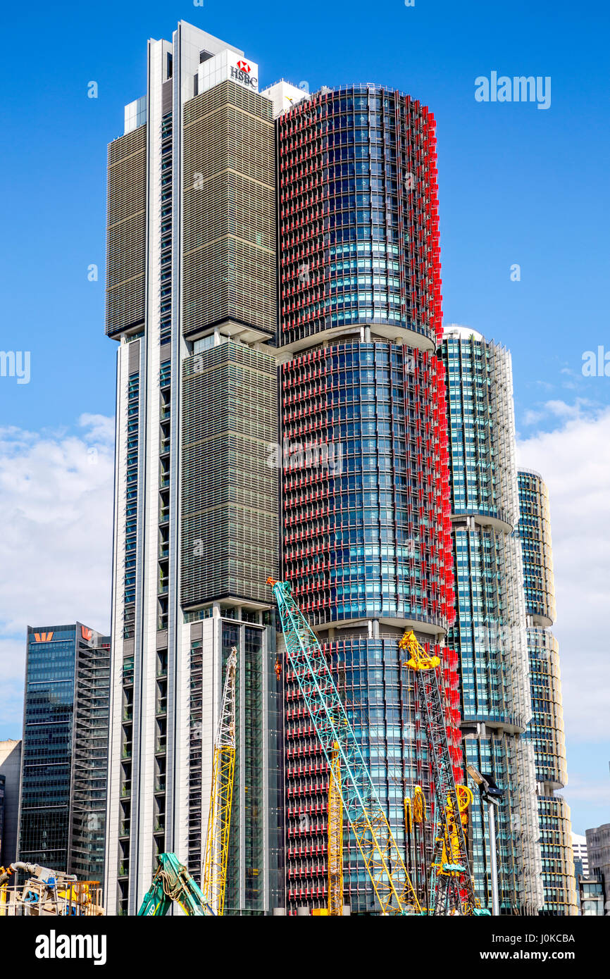 Barangaroo development site and one of the new office skyscraper towers ...