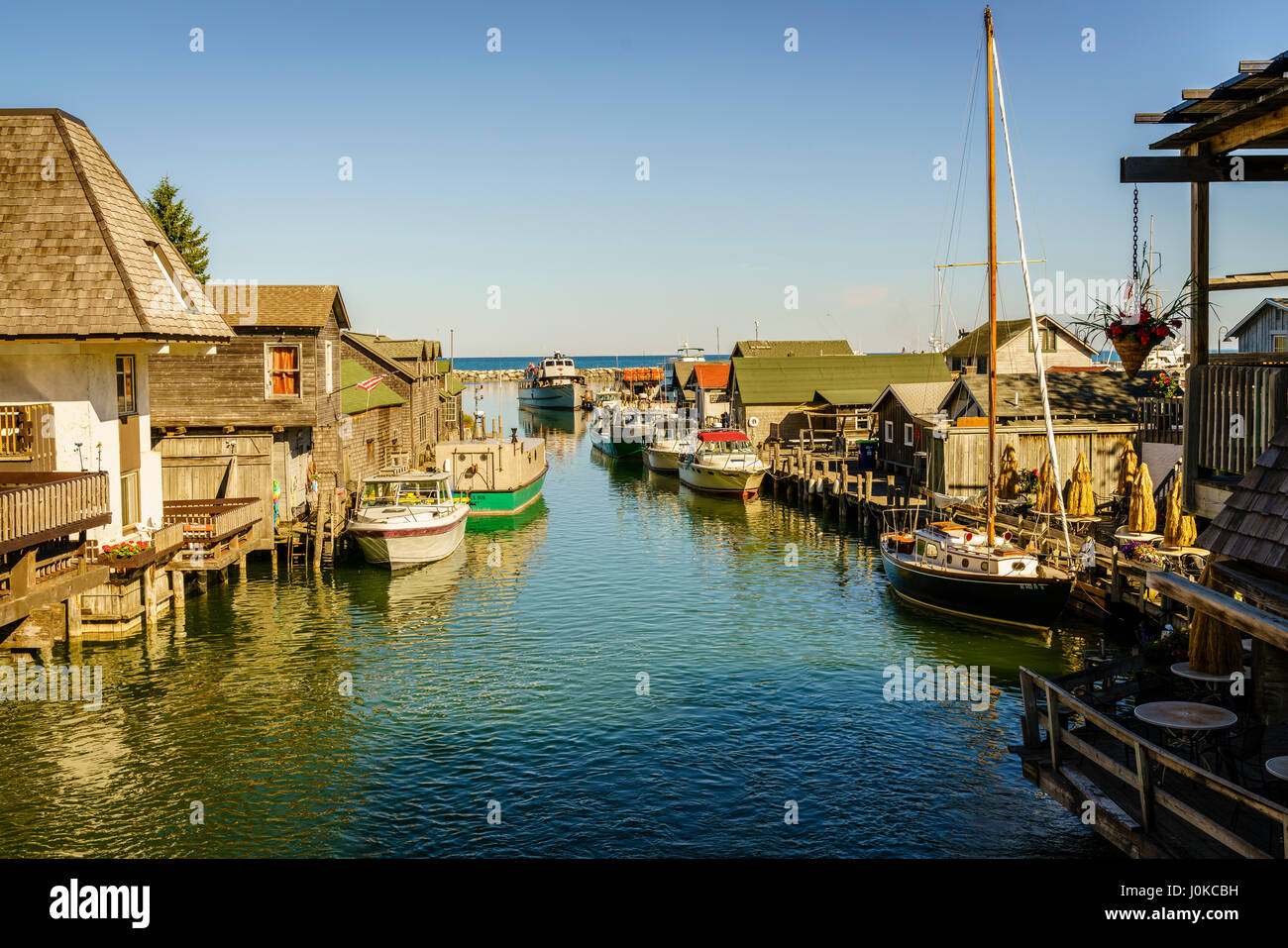 Fishtown docks in Leland, Michigan Stock Photo - Alamy