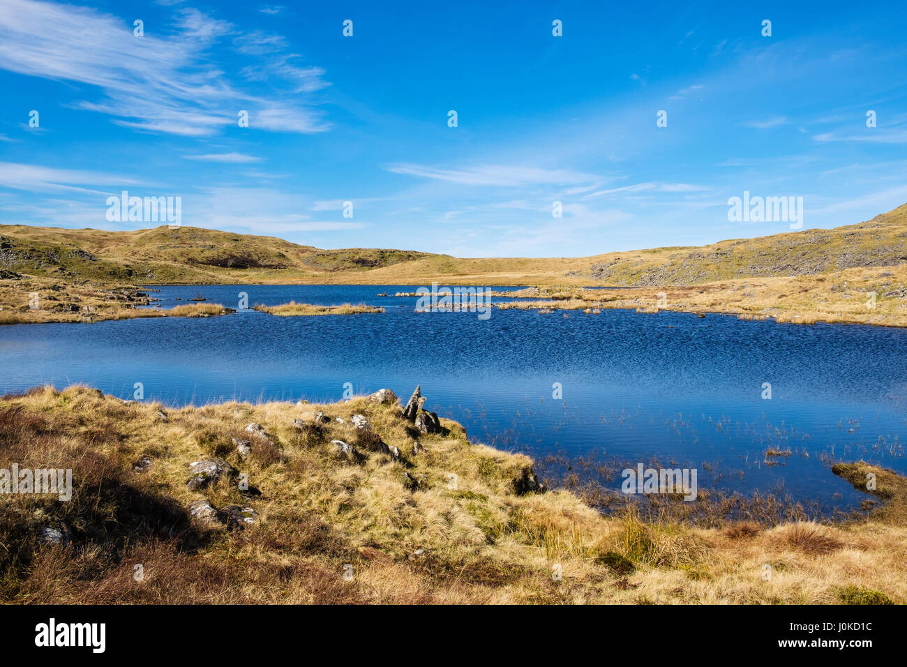 Llyn Gelli Gain reservoir in southern Snowdonia National Park. Bronaber ...