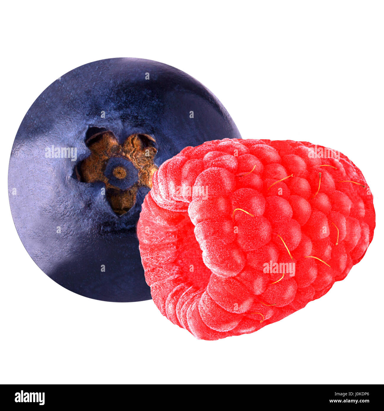 Ripe blueberries raspberry leaves Cut Out Stock Images & Pictures - Alamy