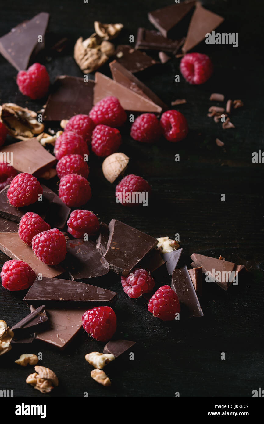 Dark and milk chopping chocolate and chips shavings chopping chocolate ...