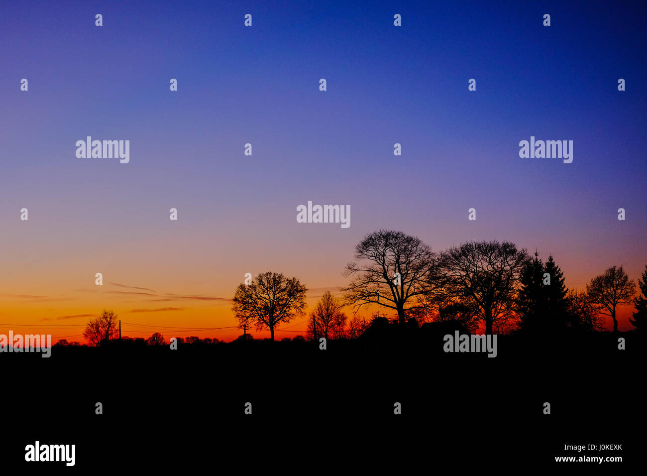 Colorful countryside sunset showing the dramatic sky around dusk Stock ...