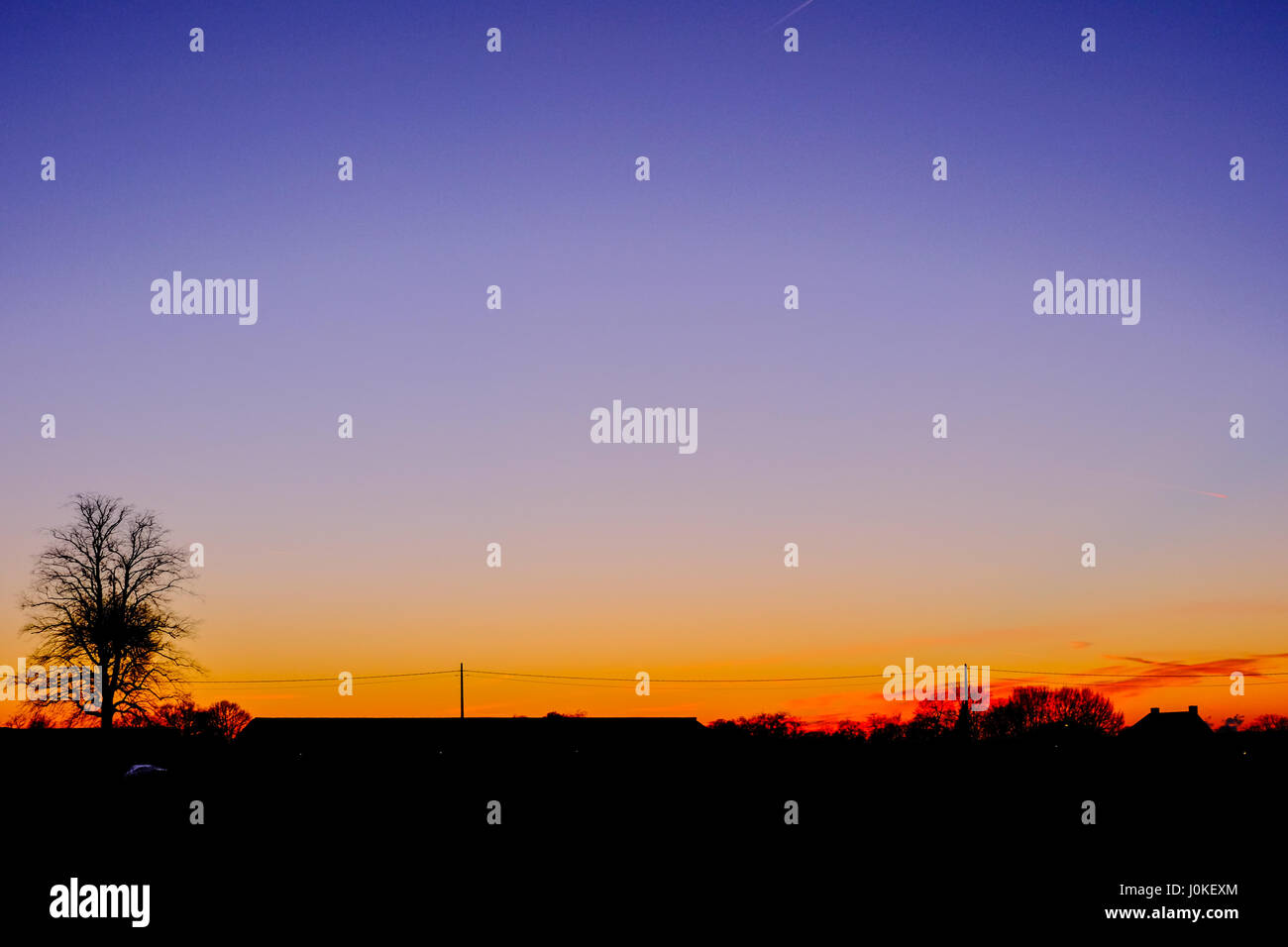 Colorful countryside sunset showing the dramatic sky around dusk Stock ...