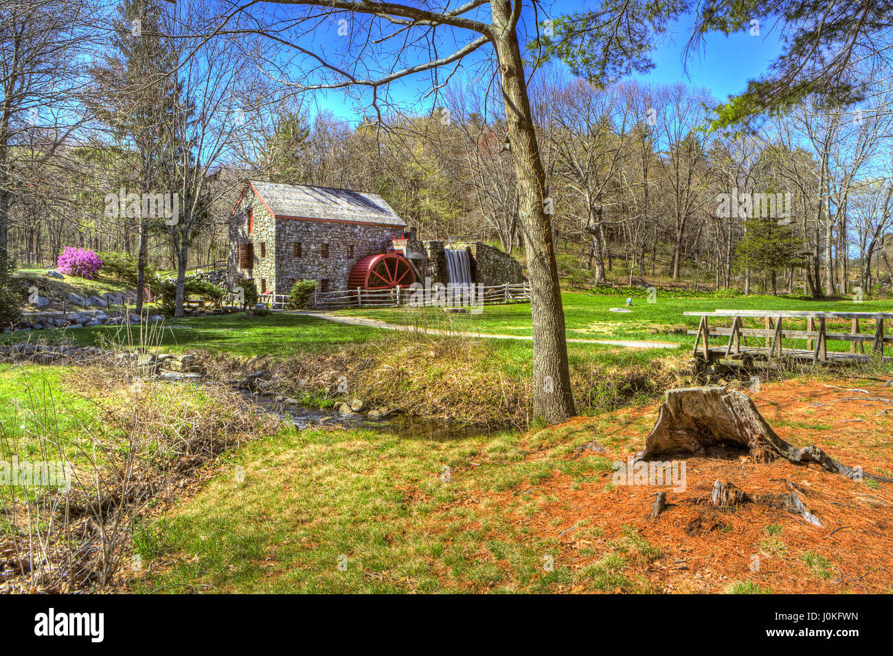 Facade of Longfellow's Wayside Inn Grist Mill built by Henry Ford in ...