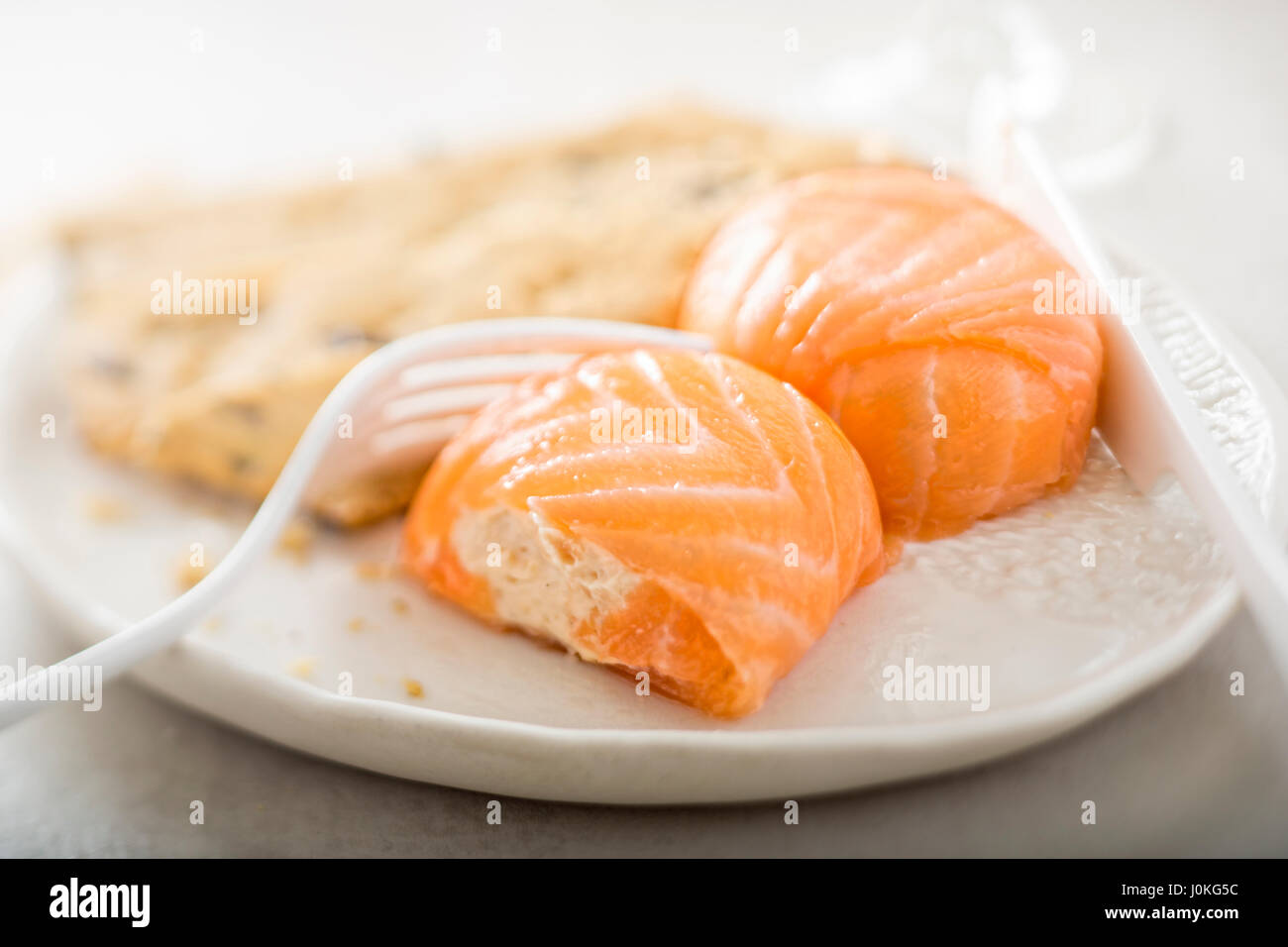 Salmon mousse parcels wrapped in smoked salmon Stock Photo - Alamy