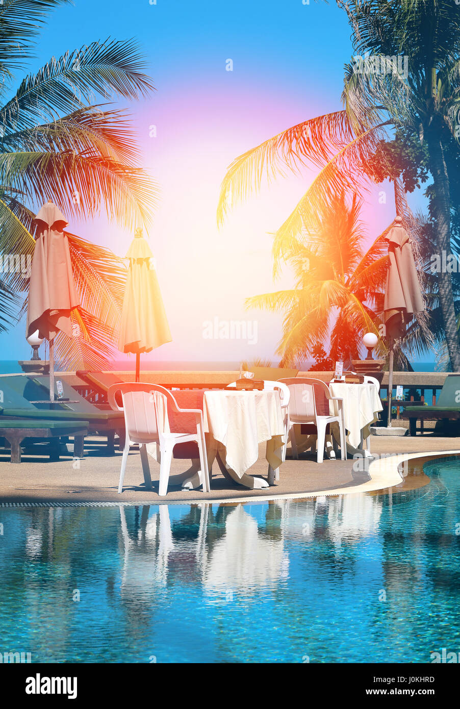 Photos of cafe on the beach and palm trees Stock Photo - Alamy