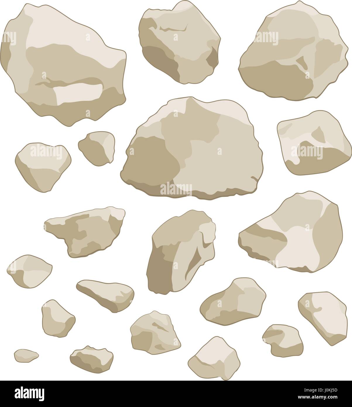 Large and small stones set on white background. Isolated vector ...