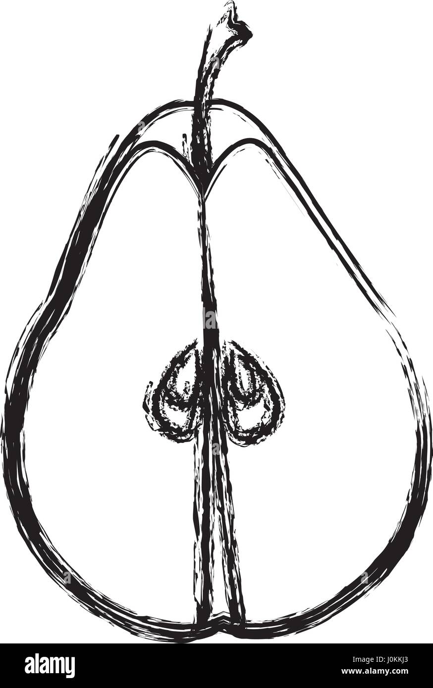 blurred sketch silhouette slice pear fruit food icon Stock Vector Image ...