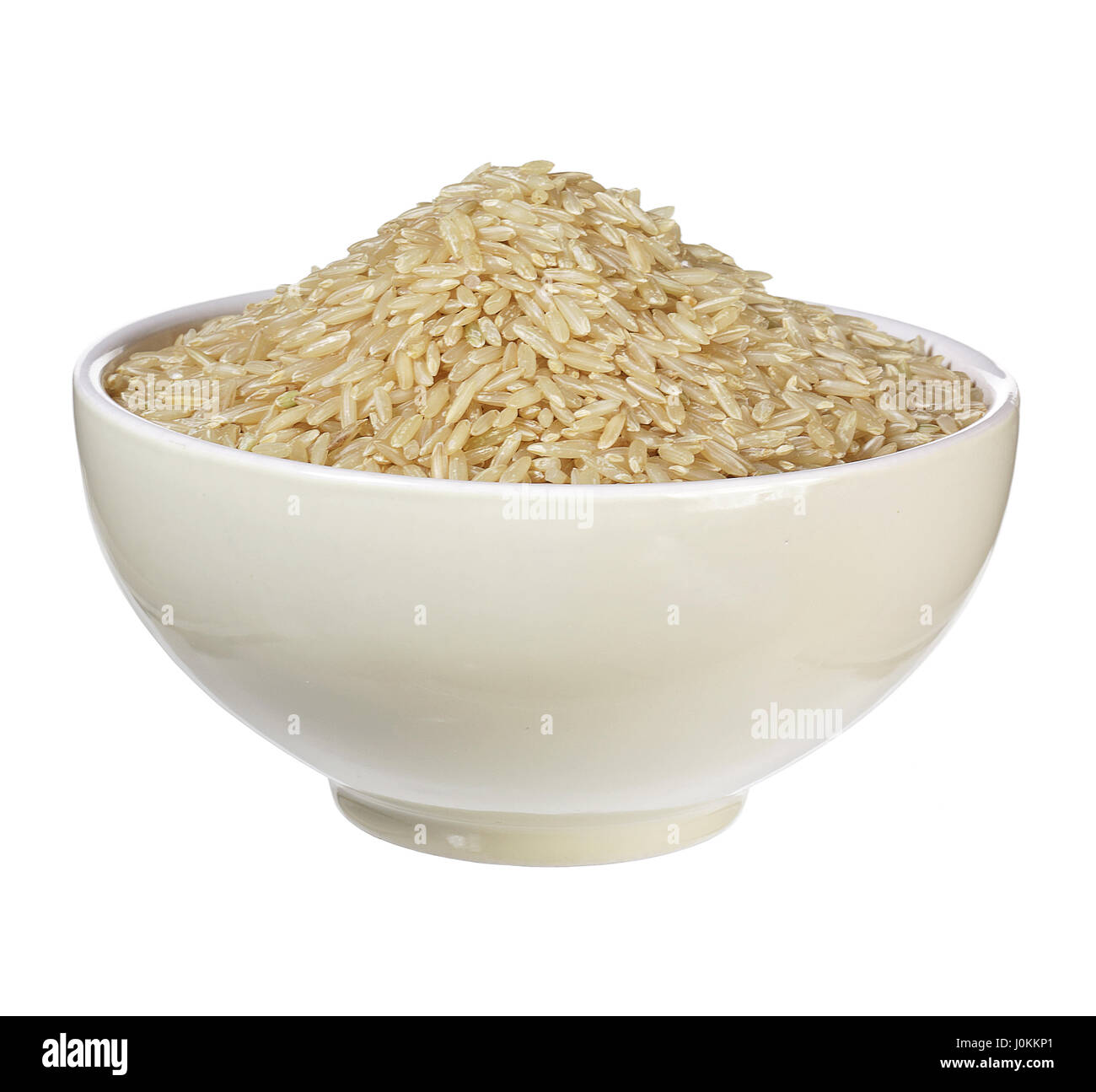 Bowl of Brown Rice on White Background Stock Photo - Alamy