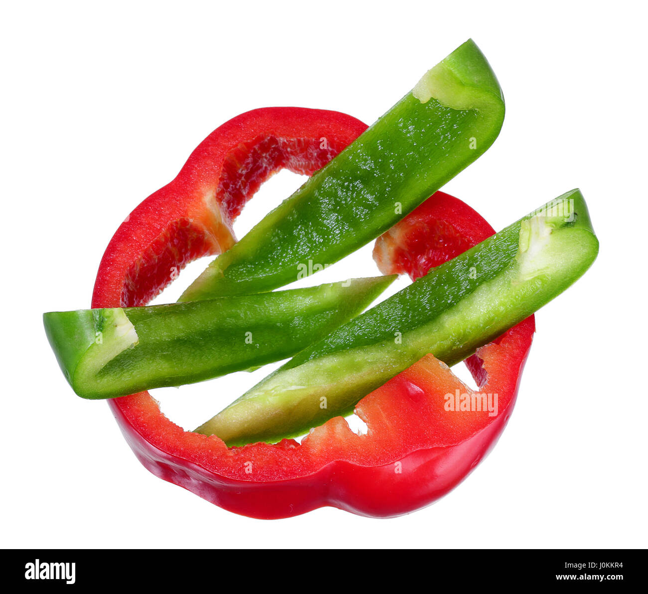 Slices of Capsicum on White Background Stock Photo - Alamy