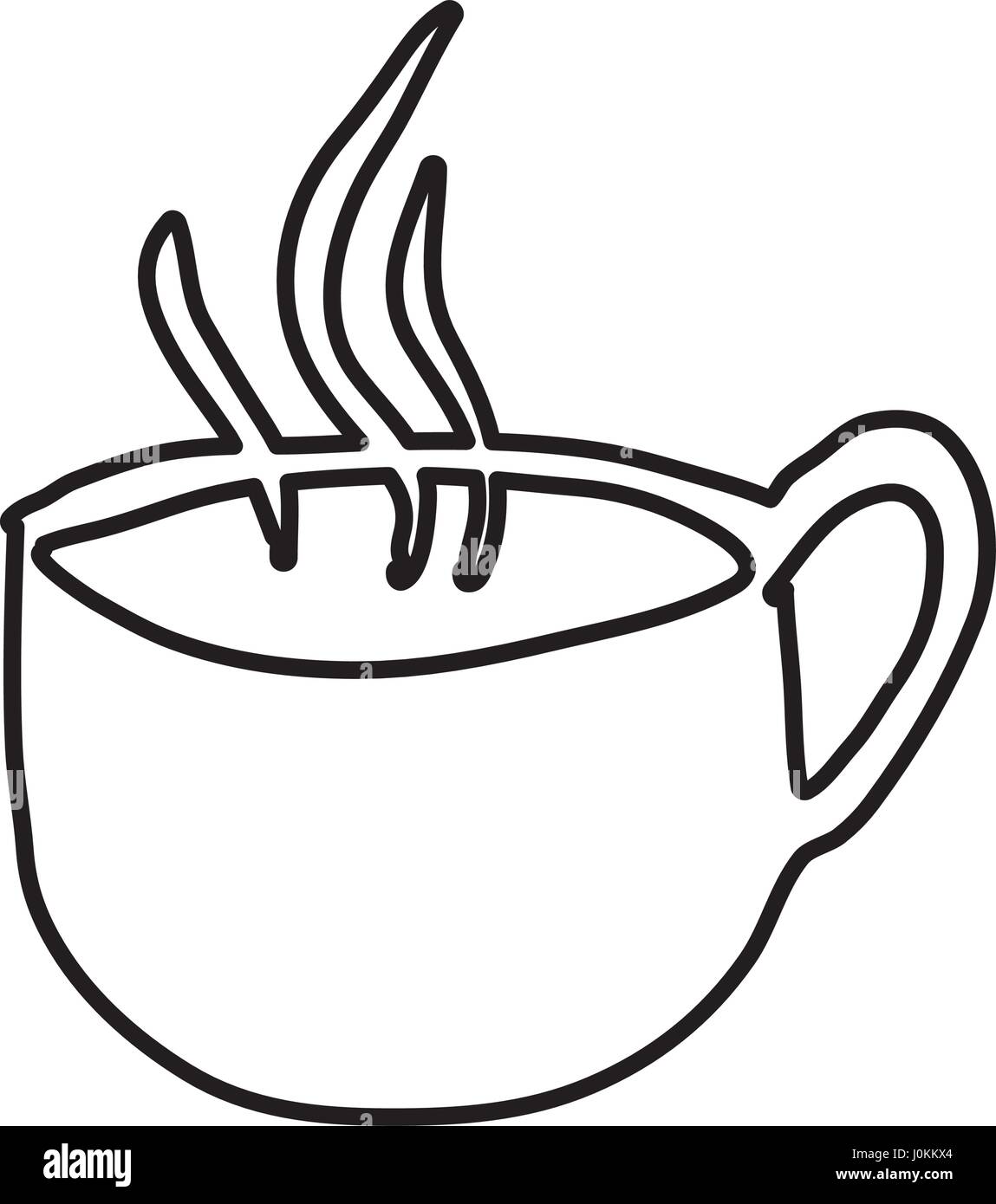 monochrome contour hand drawn of hot coffee cup side view Stock Vector ...