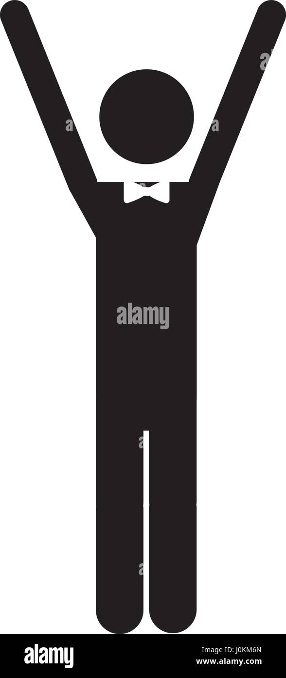 monochrome pictogram of waiter with extended arms Stock Vector Image ...
