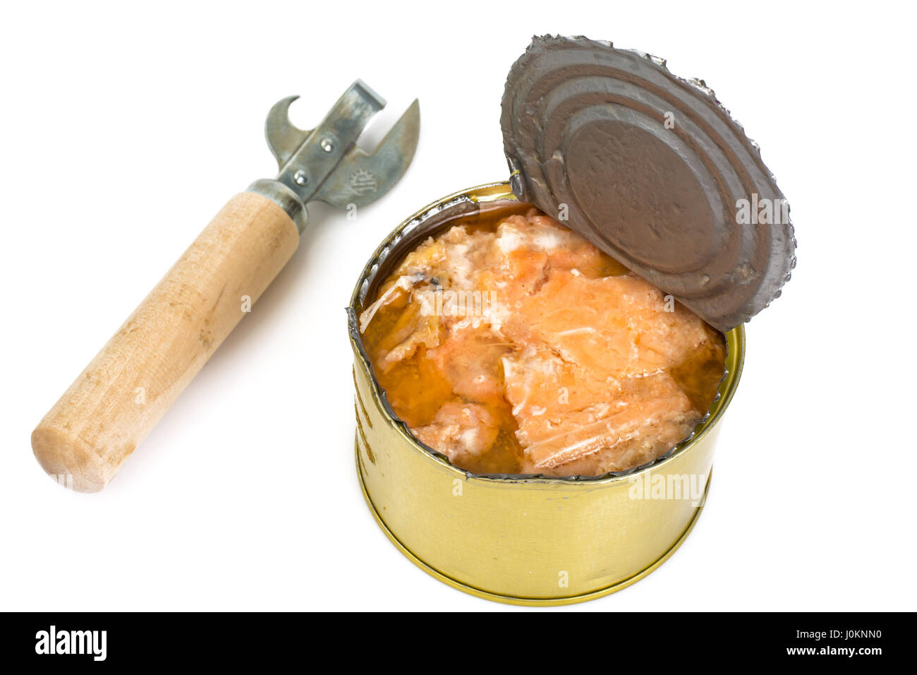 Canned fish salmon or tuna in open metal can. Studio Photo Stock Photo ...