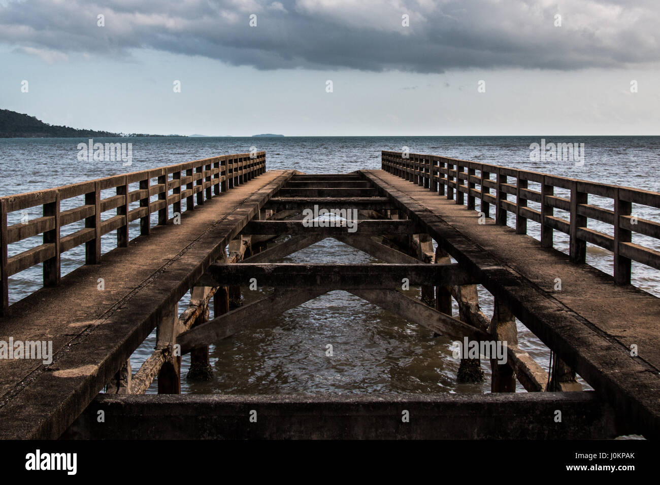 Looking out at the sea from an abandoned pier just outside of Kampot ...