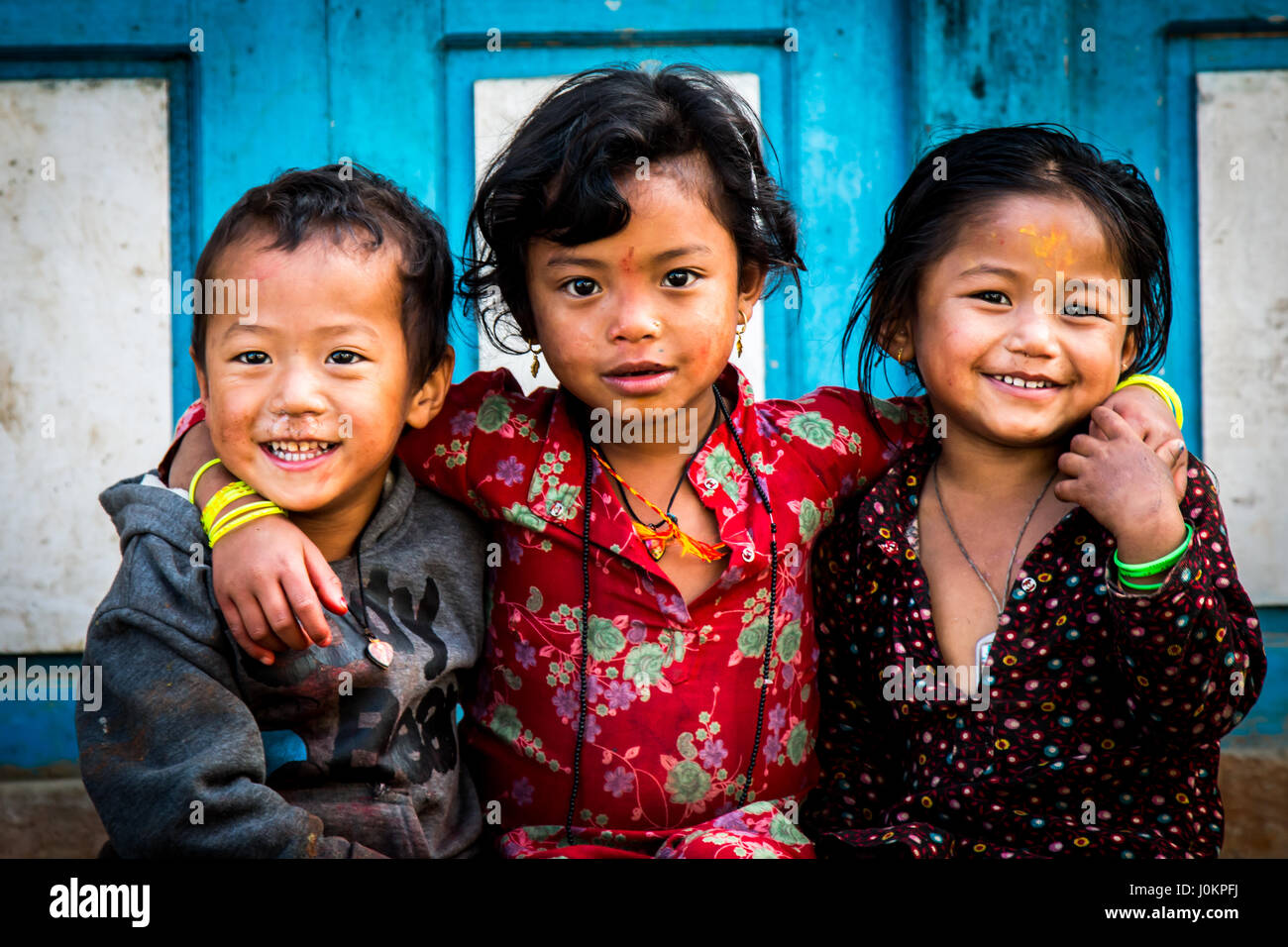 Children in a small Nepali village near Kathmandu playing Stock Photo ...