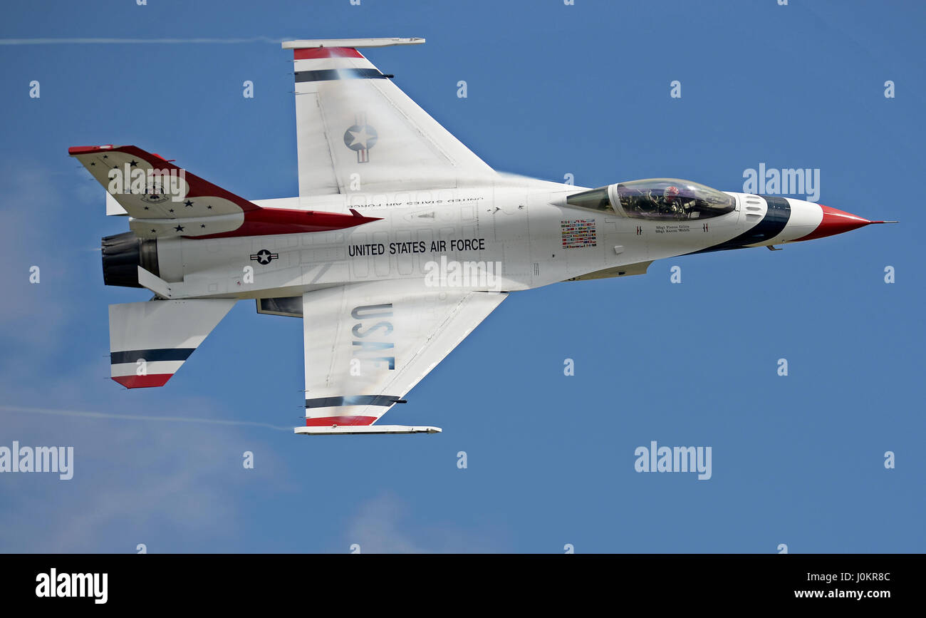 U.S. Air Force Demonstration Team "Thunderbirds" performs an aerial ...