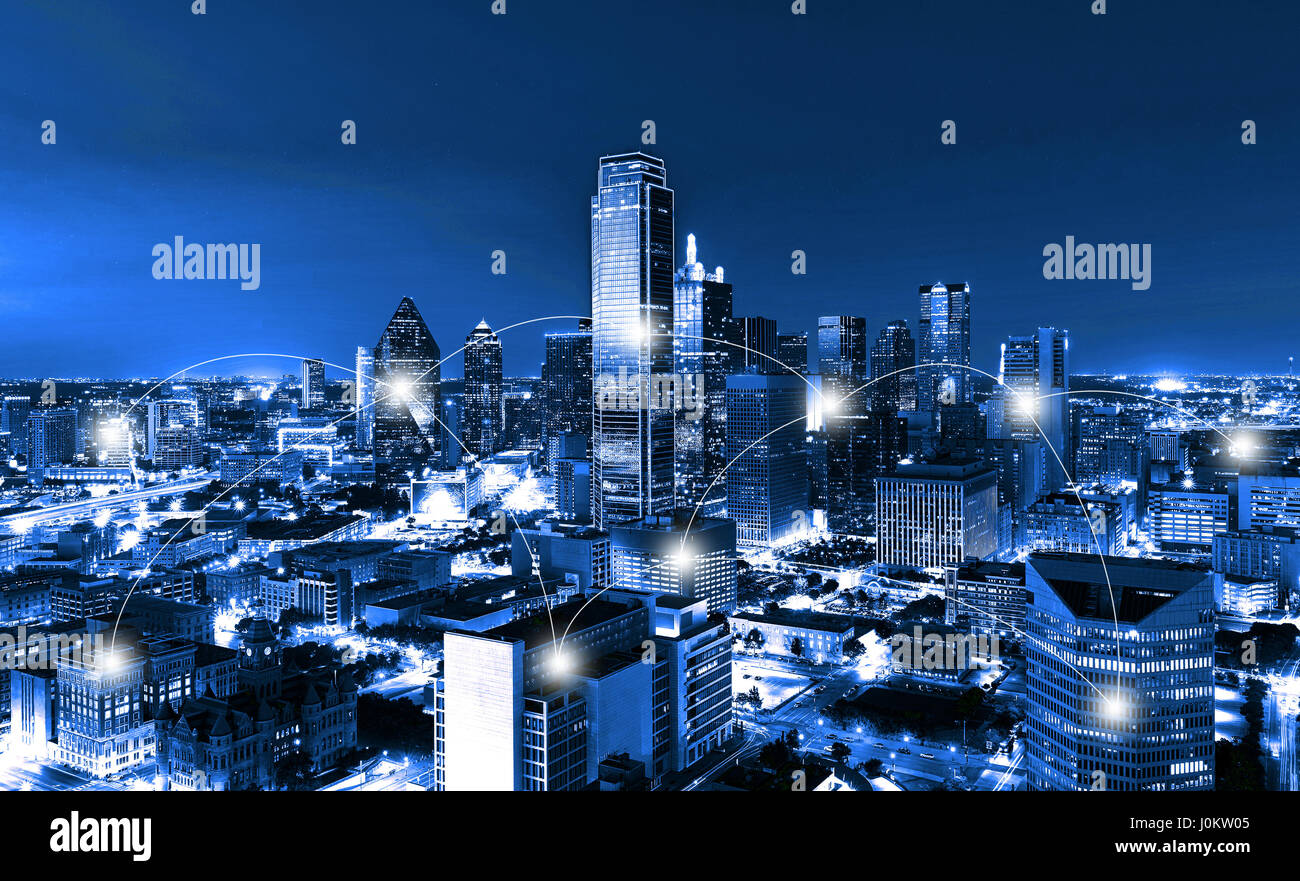 Network and Connection Technology Concept of Skyscrapers, City of ...