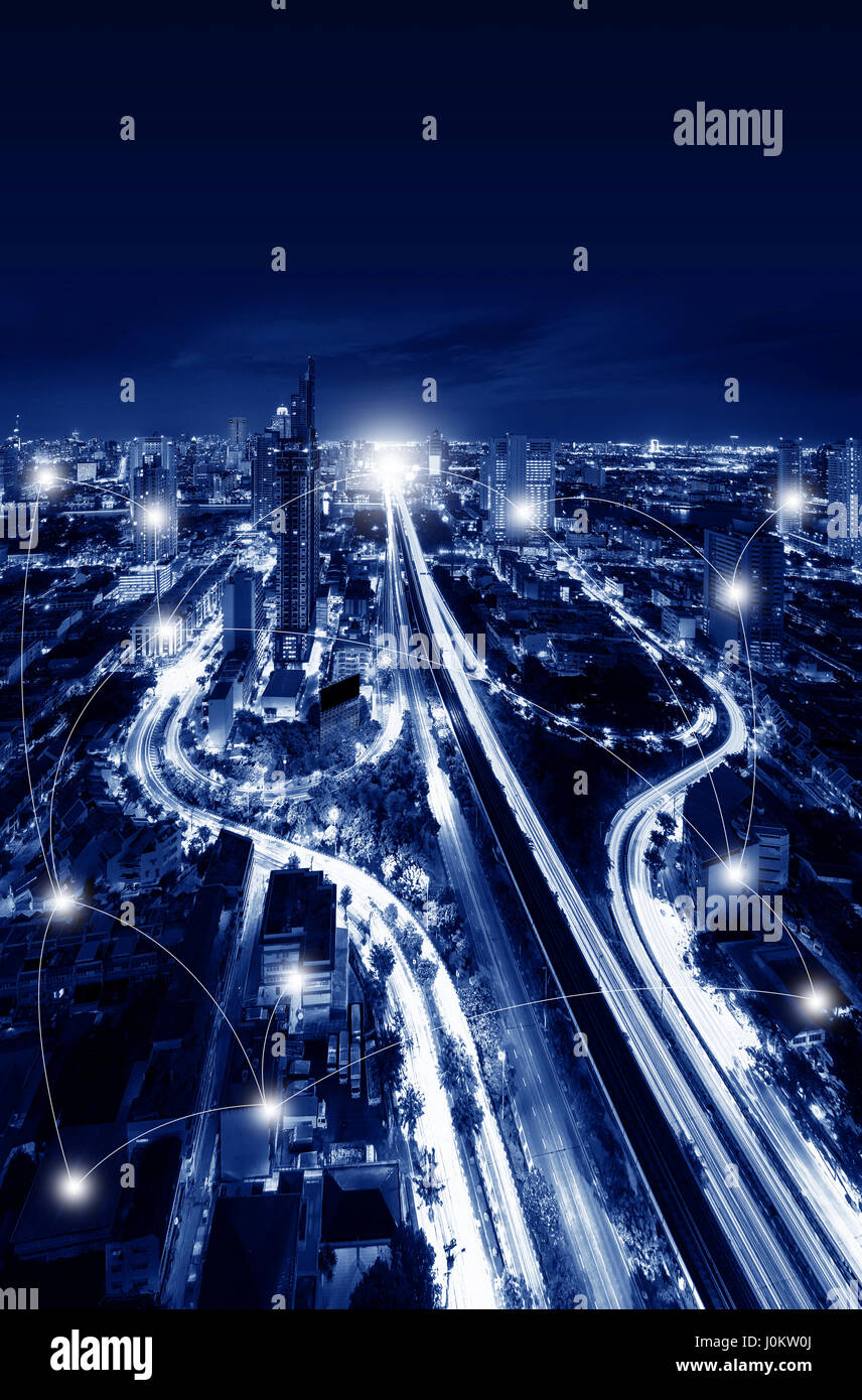 Network road night junction hi-res stock photography and images - Alamy