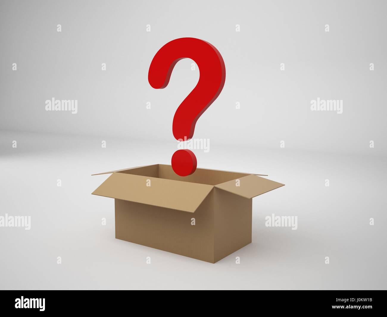 3D Rendering corrugated box and question mark isolated on white ...
