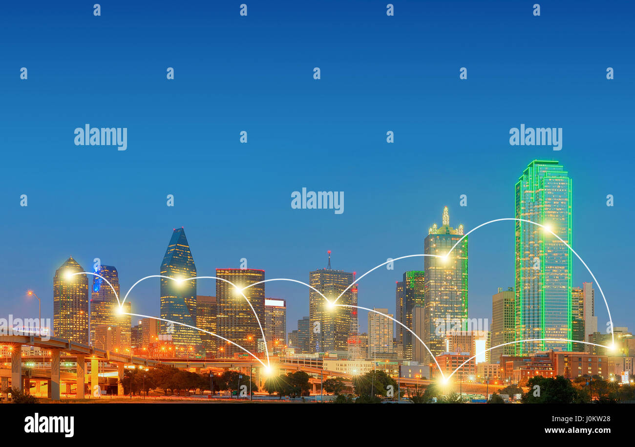 Network and Connection Technology Concept of Downtown Dallas, Texas ...