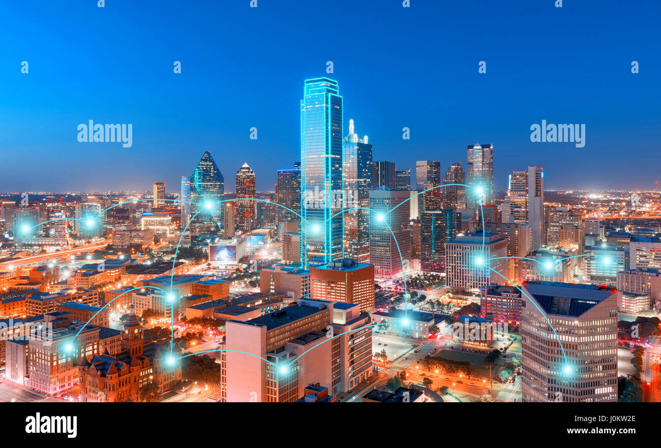 Network and Connection Technology Concept of Skyscrapers, City of ...