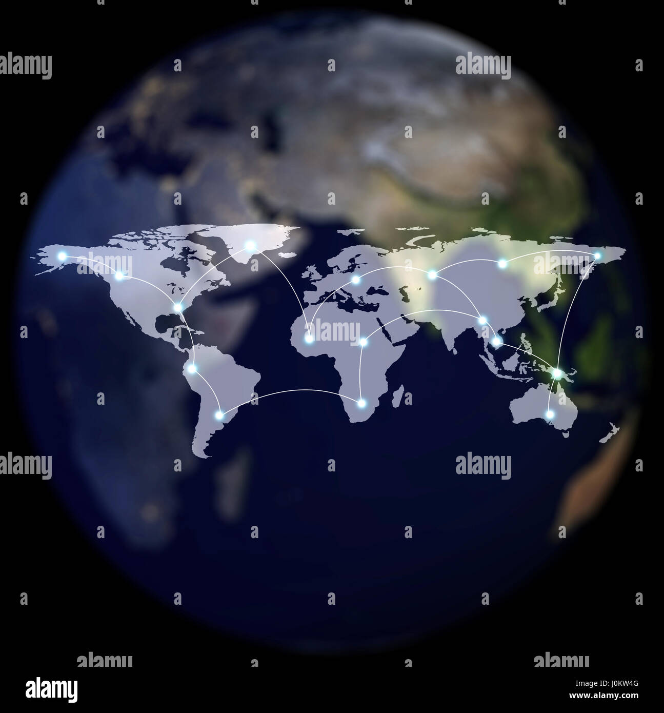 Network and Connection Technology Concept of World map isolated on ...