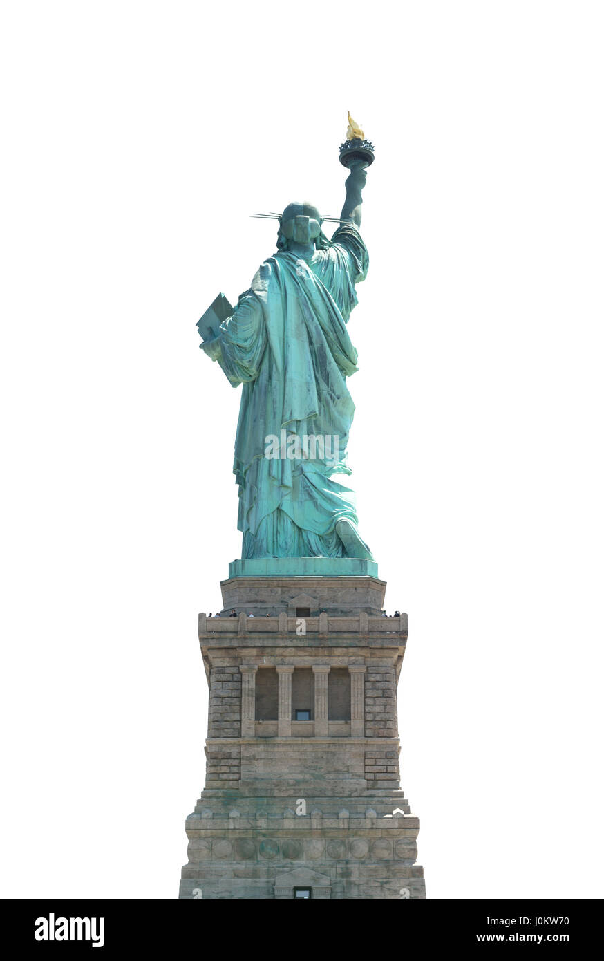 The Back of Statue of Liberty isolated on on white clipping path inside ...