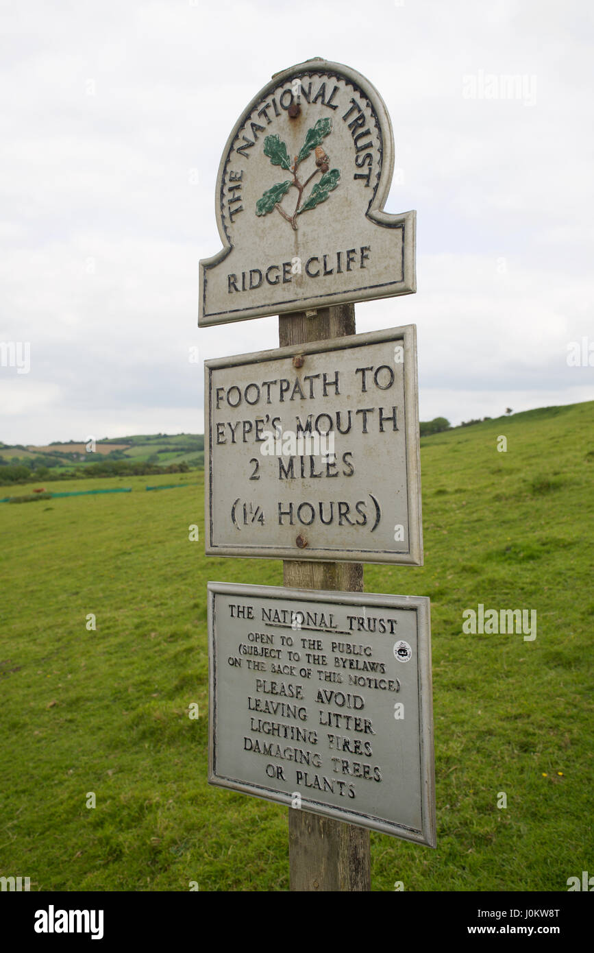 National Trust sign at Seatown, Dorset, England Stock Photo - Alamy